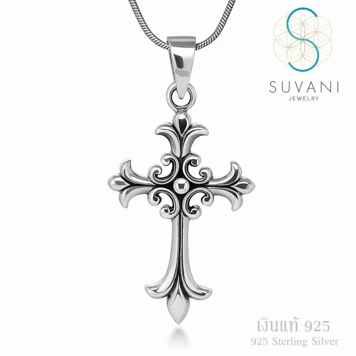 Suvani Jewelry - 925 สเตอร์ลิงซิลเวอร์ รมดำ จี้ไม้กางเขน จี้พร้อมสร้อย ...