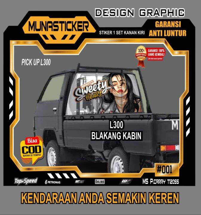 STICKER MOBIL PICKUP L300 BELAKANG KABIN DECAL PRINT CUSTOM | Lazada ...