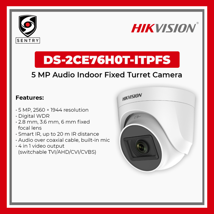 HIKVISION DS-2CE76H0T-ITPFS 5 MP Audio Indoor Fixed Turret Camera | Lazada PH