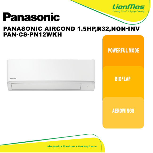 PANASONIC AIRCOND 1.5HP,R32,NON-INVERTER PAN-CS-PN12WKH | Lazada