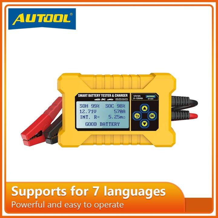 AUTOOL BT380 Car Battery Tester Automotive 12v Battery Tester Analyzer ...