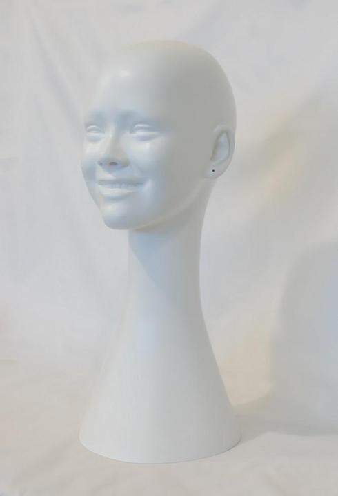 Fiber Glass Female Mannequin Head Long Neck Smiling Model Stand Display ...