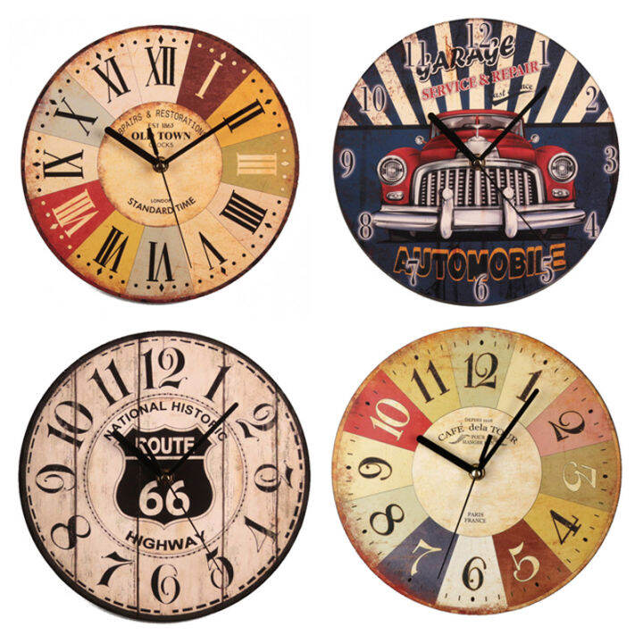 （HOT）Wall Wooden Clocks Brief Design Silent Home Cafe Office Wall Decor ...