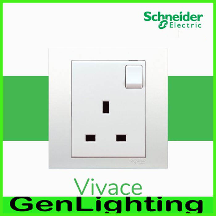 Schneider Electric Vivace 13A 250V 1 Gang Switched Socket white switch ...