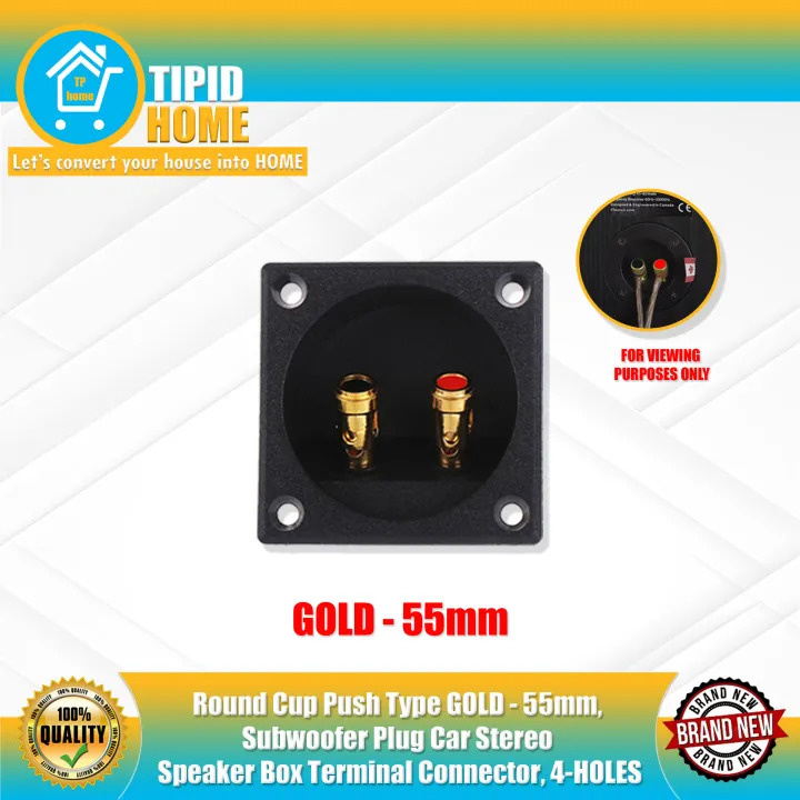 Round Cup Push Type GOLD - 55mm, Subwoofer Plug Car Stereo Speaker Box ...