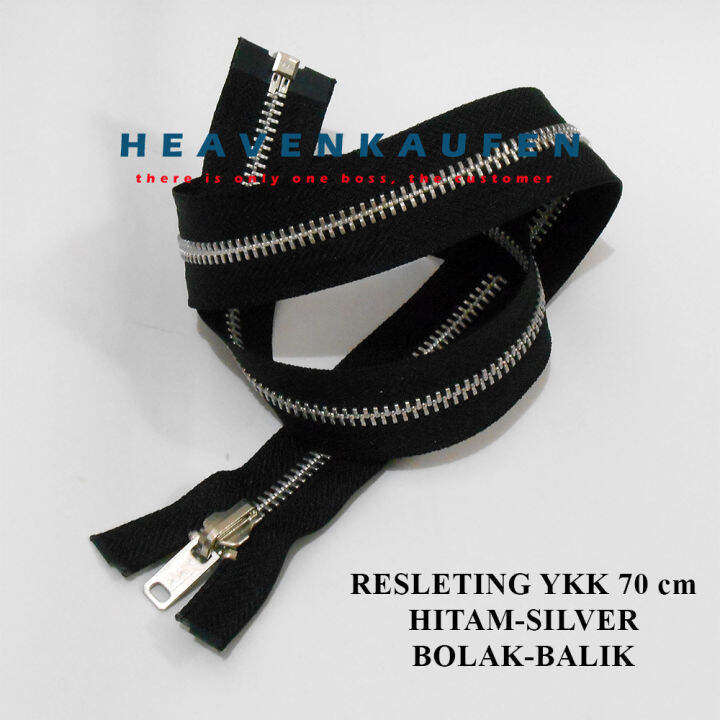 Resleting Zipper Jaket Bolak Balik Type Gigi Besi Metal YKK 70 cm Buka Lepas / Open End Warna ...