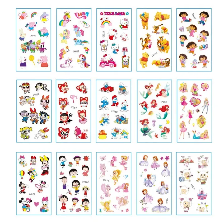 Baby Cute Princess Temporary Sticker Cartoon Temporary Tattoo Sticker ...