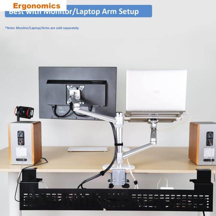 HUALUO Premium Metal 80Cm Under Desk Cable Management Tray,Large size ...