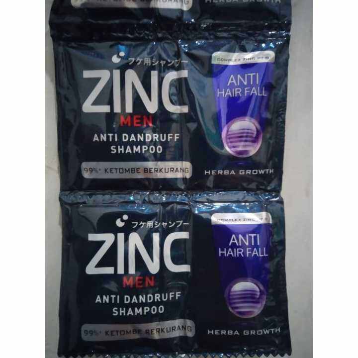sachet shampo zinc men anti hair fall10ml 1 renteng isi 12 sachet ...