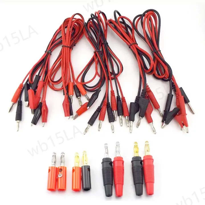 4mm Banana Plugs Dual Alligator Clip Cable Connectors Test Lead Cord ...