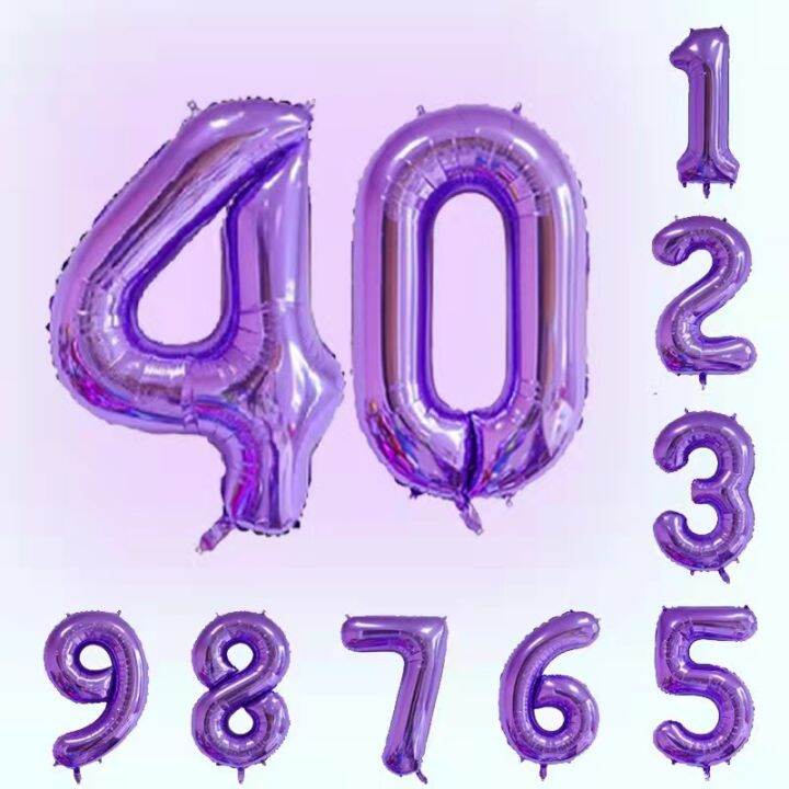 32 inches INS Purple Violet color design number 0-9 party decorations ...