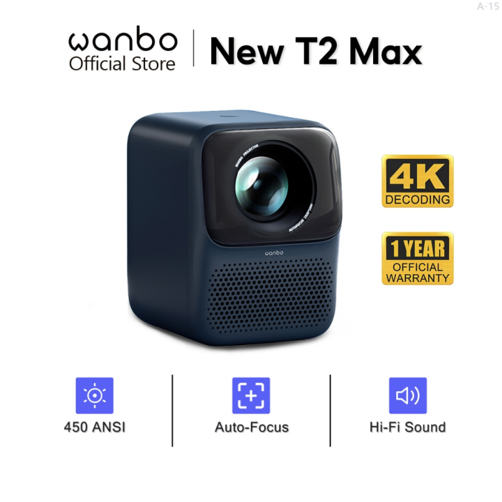 A-15Wanbo New T2 Max Projector 1080P 4K Decode Portable Android 9.0 ...