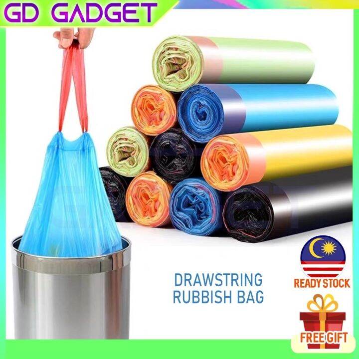 GD Ready Stock 15 Sheet Drawstring Plastic Trash Garbage Bag Big ...