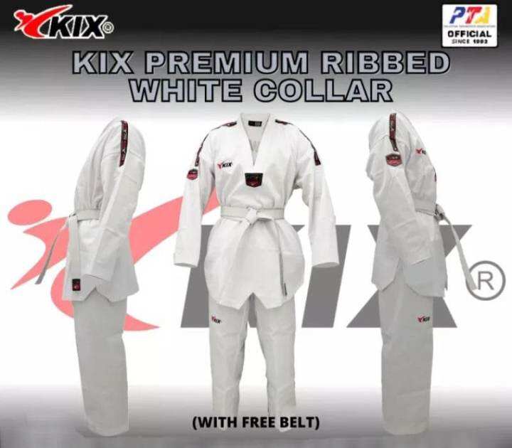 KIX TAEKWONDO PREMIUM RIBBED WHITE COLLAR | Lazada PH