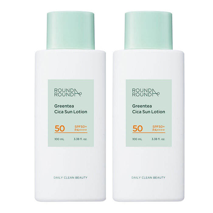 korean skin care ROUNDAROUND Greentea Cica Sun Lotion NEW 1+1 face ...