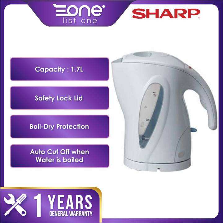 Sharp 1.7L Jug Electric Kettle EKJ17P EKJ17 2200W With Safety Lock Lid ...