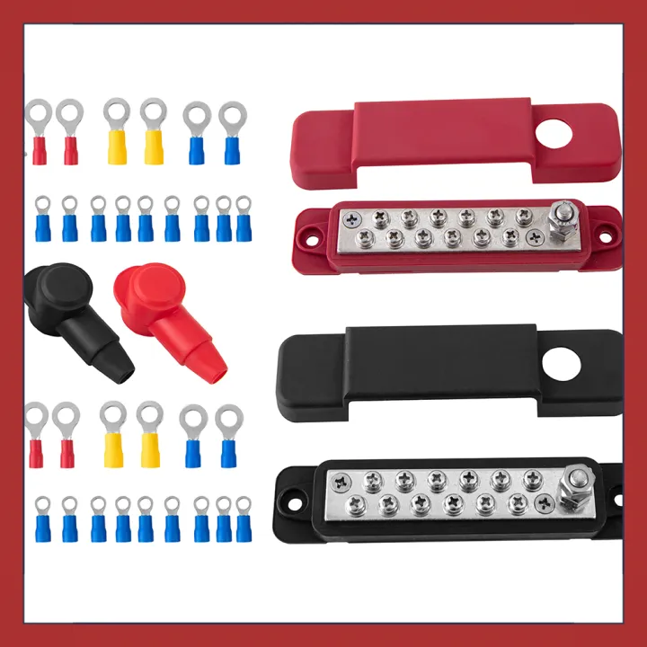 12 Terminal Power Distribution Block Bus Bar with Covers and Lock ...