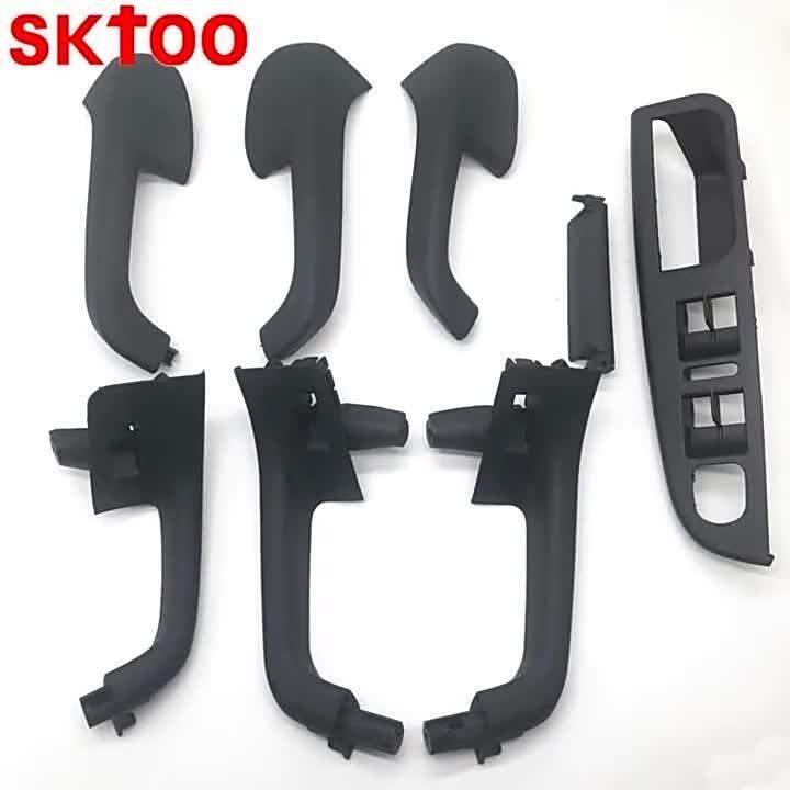 8ชิ้นสีดำภายในจับประตูคว้าหน้าต่างสวิทช์ฝาปกคลุมสำหรับ VW โฟล์คสวาเกน ...