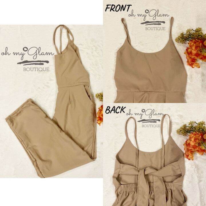 Spaghetti Strap Overall Jumpsuit Sexy Ribbon Back (FreeSize) | Lazada PH