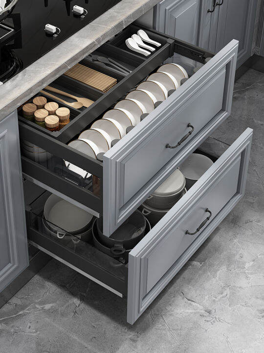 Basket kitchen cabinets double three-tier drawer-type cupboards space ...