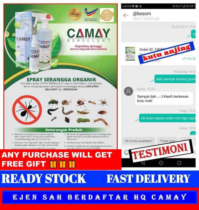 CAMAY REPELLENT ORGANIC INSECT SPRAY SEMUT, LIPAS, KUTU, PEPIJAT DAN ...