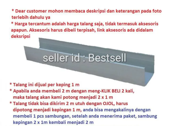Talang air per meter LANGGENG PVC kotak SG-220 22 cm 8" 8 in untuk atap ...