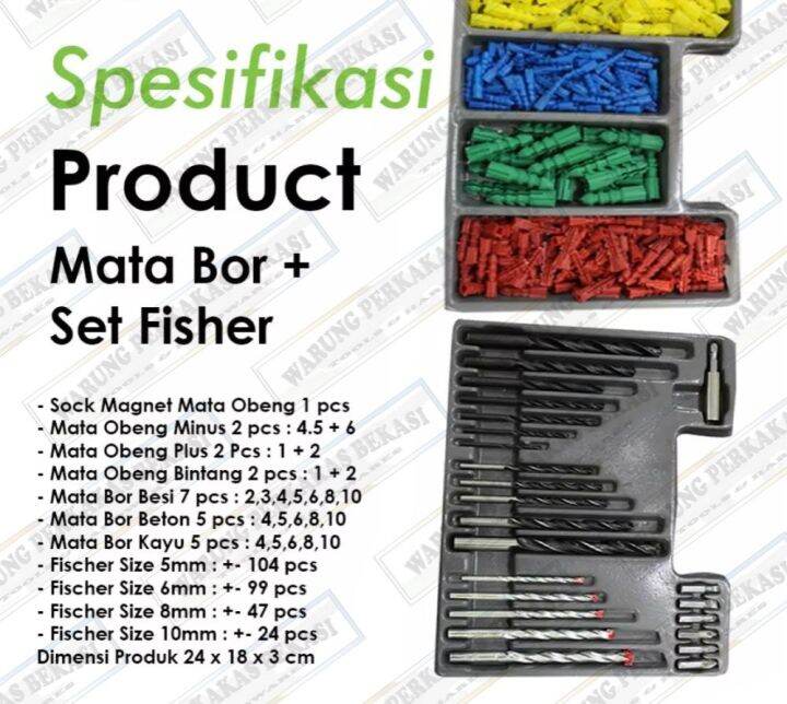 Full Set Lengkap Mata Bor Fisher Kombinasi Besi Kayu Beton DR300 Mata ...