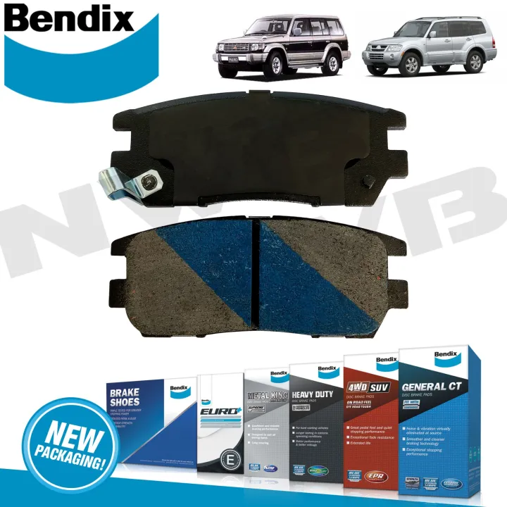 Bendix Brake Pads Rear Set HD for Mitsubishi Pajero Fieldmaster and Montero 1992-2003 (DB1231 ...
