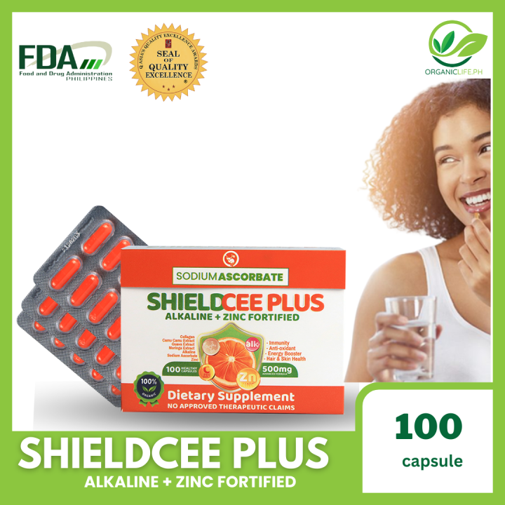 SHIELD CEE PLUS 500 mg Non - Acidic Vitamins with Zinc 100 Capsules ...
