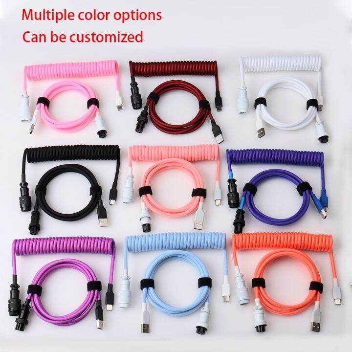LANO Coiled Micro Usb Type C Flexible Gaming Keyboard Double-Sleeved ...