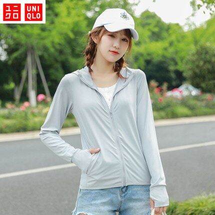 UPF 50+ M-4XL Uniqlo เสื้อคลุมกันแดด เสื้อแจ็คเก็ตสตรีมีฮู้ดกันลมและกันแดด เสื้อกีฬาระบายอากาศ ...