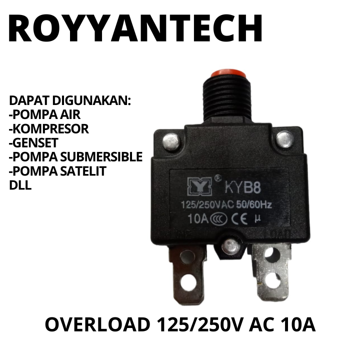 OVERLOAD 10A CIRCUIT BREAKER PUSH RESET SWITCH MCB PROTECTOR AC / DC ...