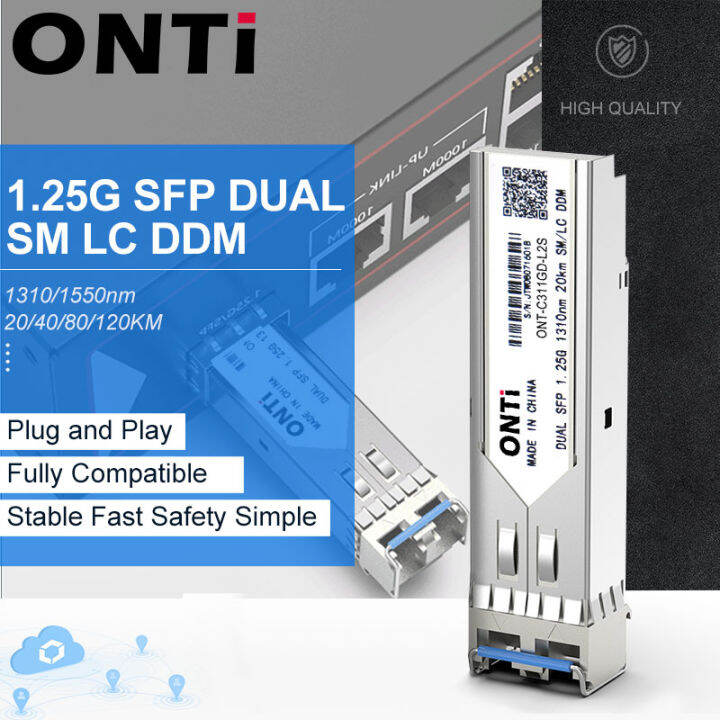 Onti 1000Mbps Gbic Single Mode Duplex SFP โมดูล2 LC ใช้งานร่วมกันได้กับ ...