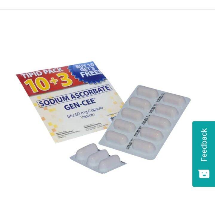 GEN CEE (Sodium Ascorbate) Gen-Cee 562.50mg Capsule. Promo pack 10+3 | Lazada PH