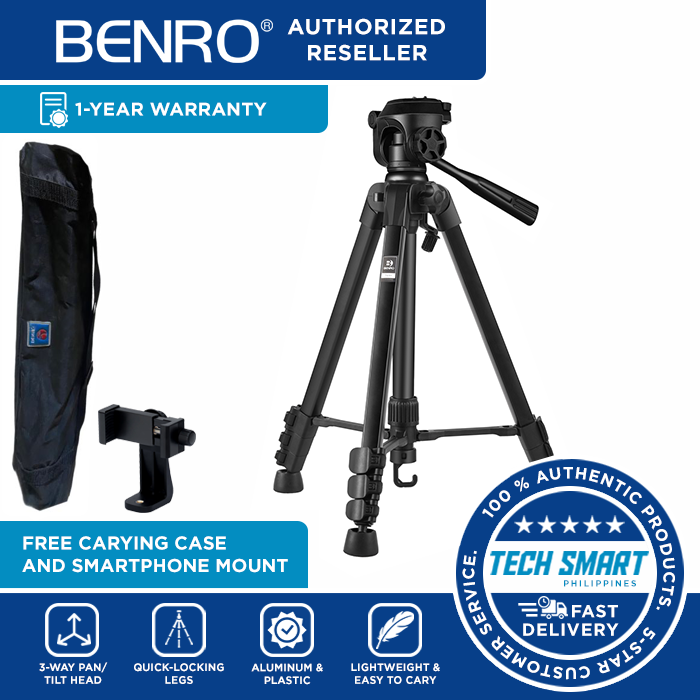 UPGRADED Benro T691 EX Portable Digital Aluminum Tripod with 3-Way Pan ...