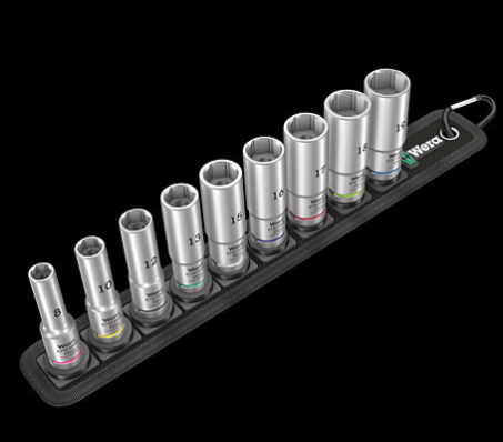 Wera Belt B Deep 1 socket set, 3/8" drive, 9 pieces (ชุดลูกบ๊อกซ์ B ลึก ...