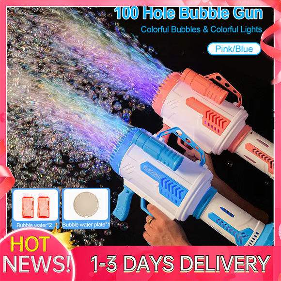 100 Hole Gatling Bubble Machine Toy Mesin Buih Children Outdoor Bath ...