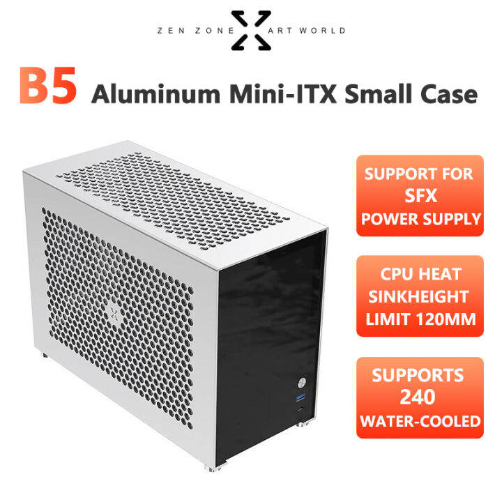 ZZAW B5 All Aluminum Mini-ITX Case Support SFX Power Pullout Type 3090 Graphics Card Computer ...