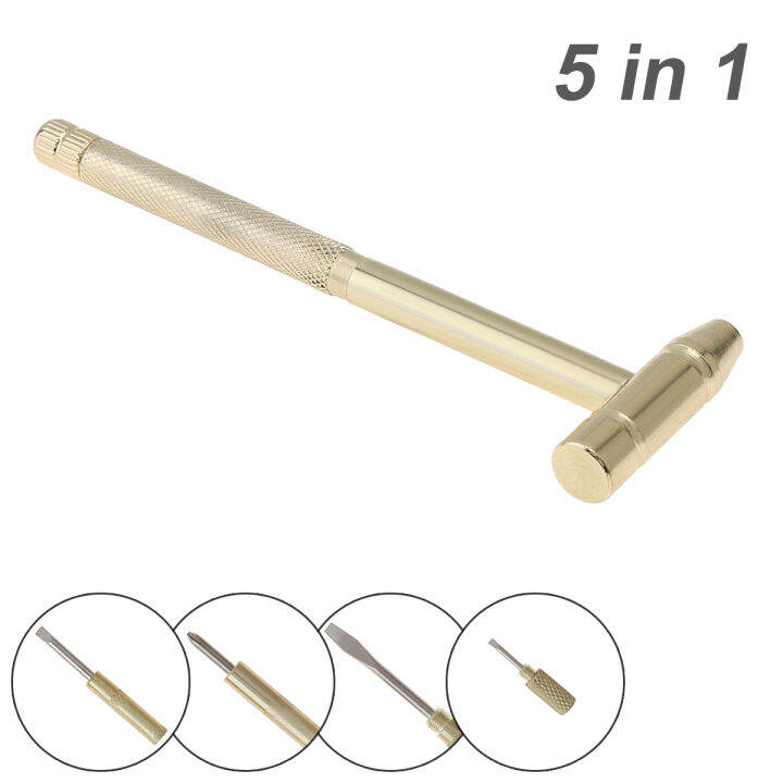 5 In 1 Micro Mini Multi-function Copper Craft Hammer Screwdriver Hand ...