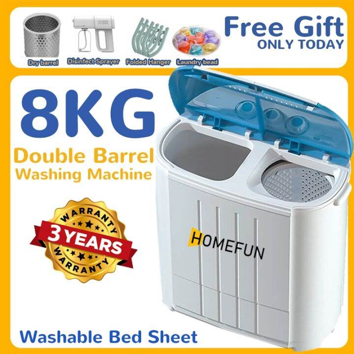 HOMEFUN Double barrel Washing Machine Automatic Washing Machine ...
