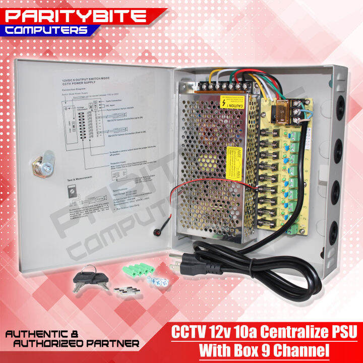 CCTV Centralize Power Supply Adapter DC 12V 10A W/ 9CH Box | Lazada PH