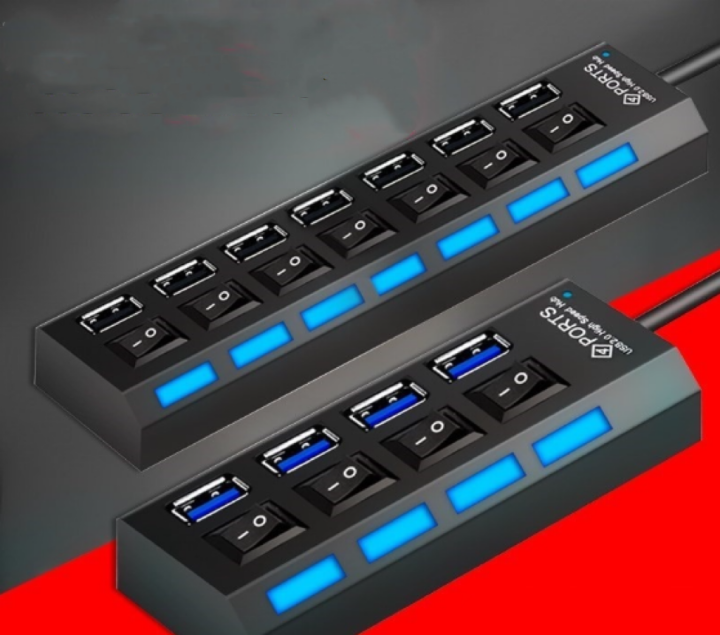 USB HUB 7 Port USB Adapter Powered Splitter Converter Expander for PC ...