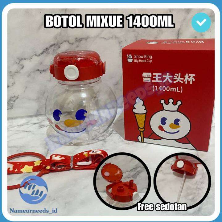 BOTOL MINUM MIXUE SNOW KING VIRAL ORIGINAL 1400ML FREE SEDOTAN | Lazada ...