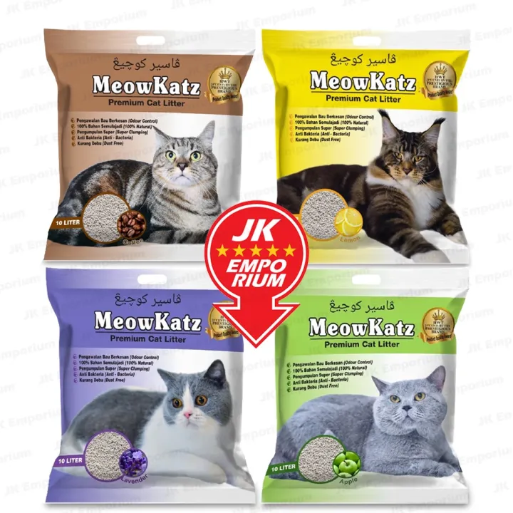 10L 7kg MeowKatz Meow Katz Clumping Cat Litter Pasir Kucing Murah | Lazada