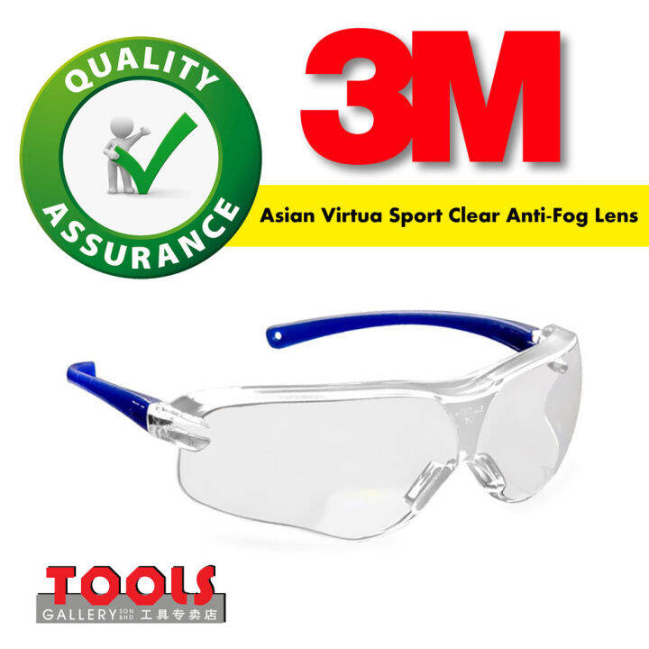 3M™ Asian Virtua Sport Clear Anti-Fog Lens 10434, Blue Temples Safety ...