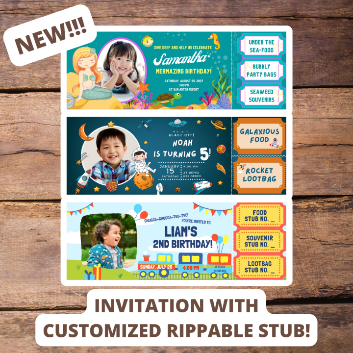INVITATION CARD WITH STUB (CUSTOMIZABLE) 6 x 2.5 INCHES | Lazada PH