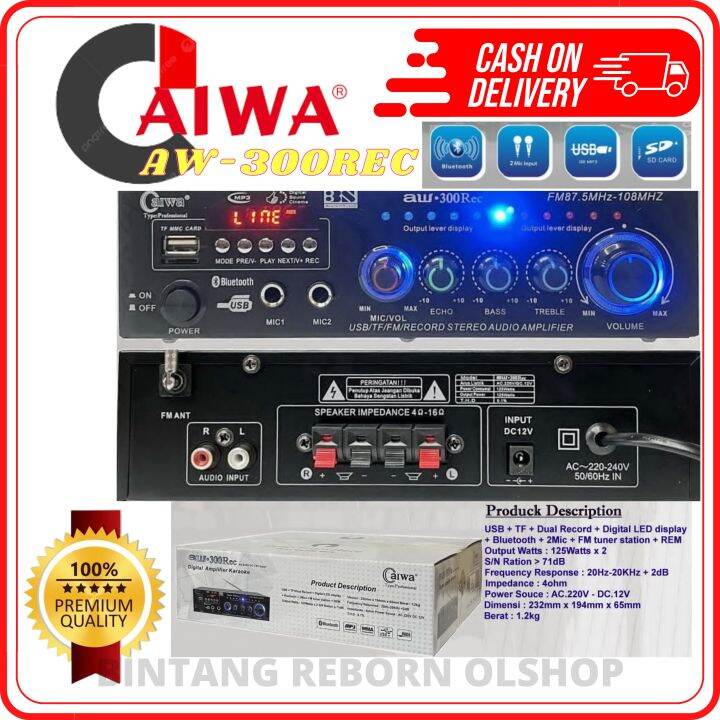 Amplifier Profesional Stereo Bluetooth USB/SD/FM/MP3 300W Indikator Meter VU Suara Surround 2MIC ...