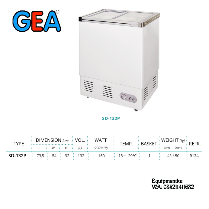 SLIDING FLAT GLASS FREEZER GEA SD-132P | Lazada Indonesia
