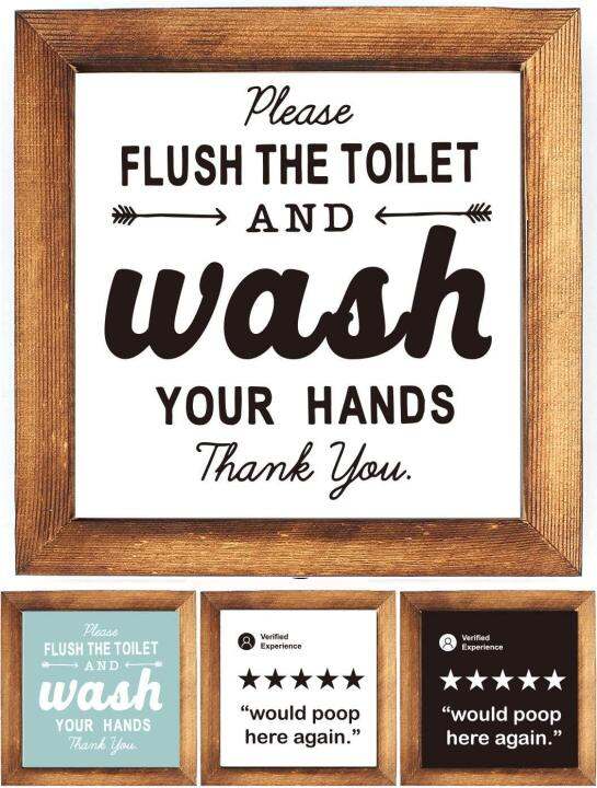 Flush the toilet Wood Sign Block Funny Bathroom Rules Quote Rustic ...