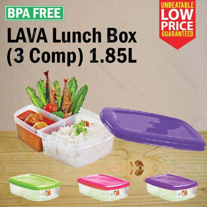LAVA Lunch Box 3 Tray LBX783 Food Storage Container BPA FREE 1.85L ...